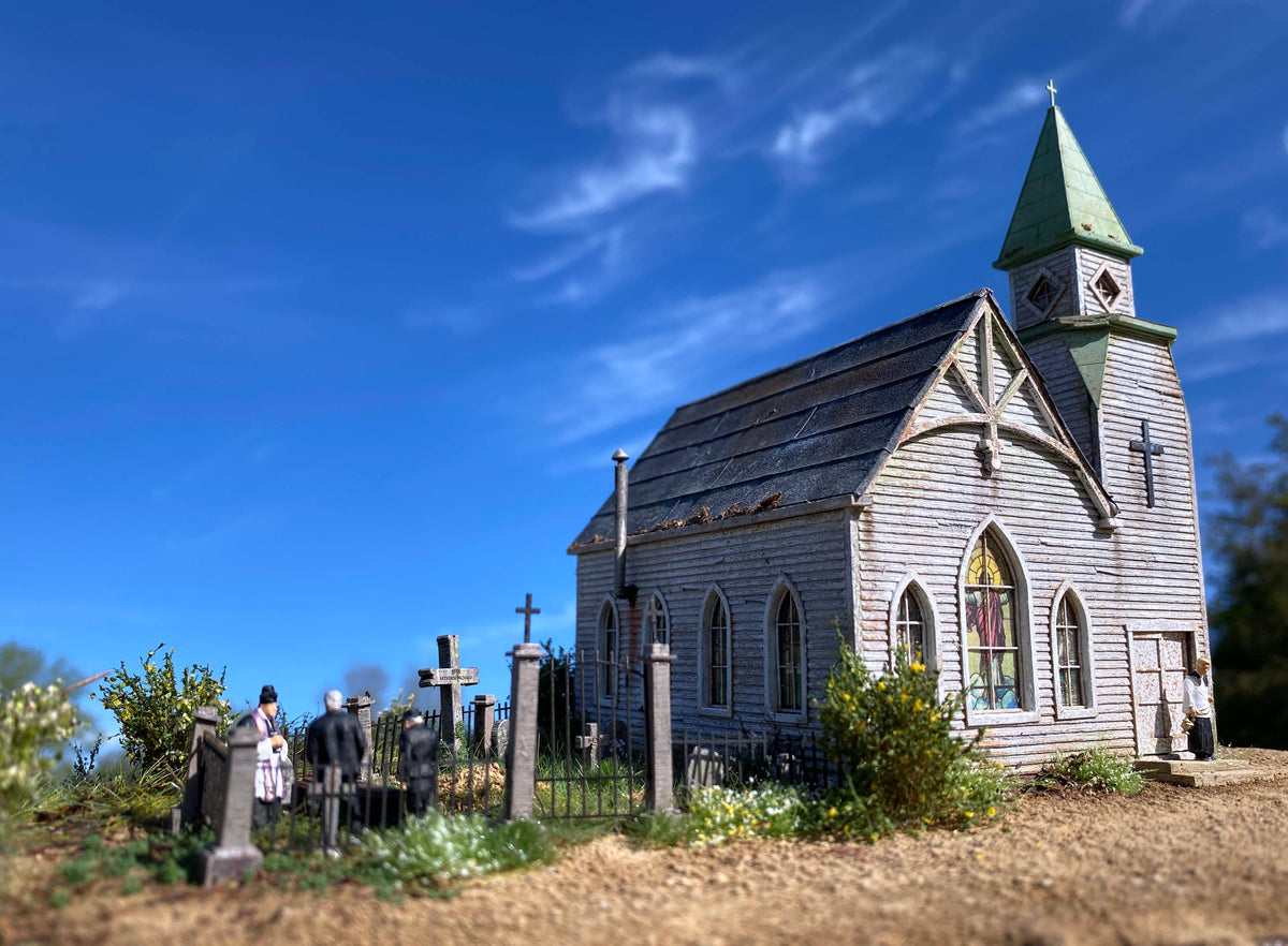 River Bend Chapel / Church & Cemetery - HO Scale Kit – Fos Scale Models